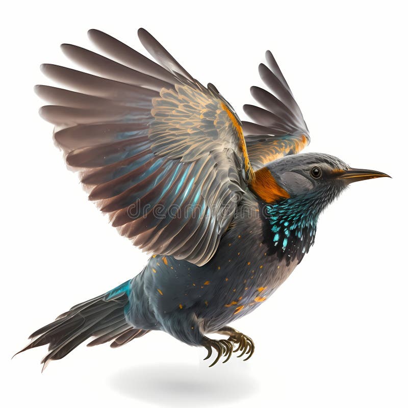 Happy Flying Beautiful Bird. Generative AI Stock Illustration ...