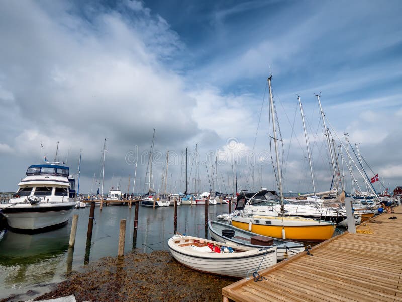 Small Harbor Marina on Lyoe in the Archipelago in Denmark Editorial ...