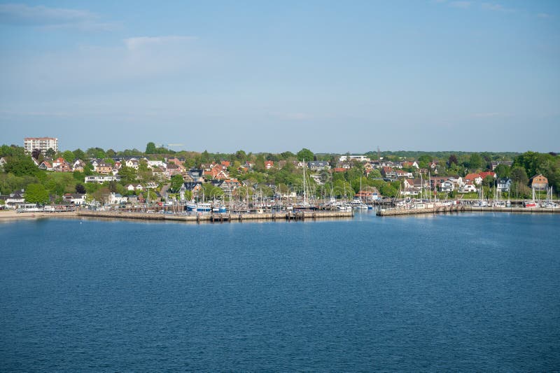 Small Harbor Port at Kiel with Sea in Front, Aerial View, Germany Stock ...