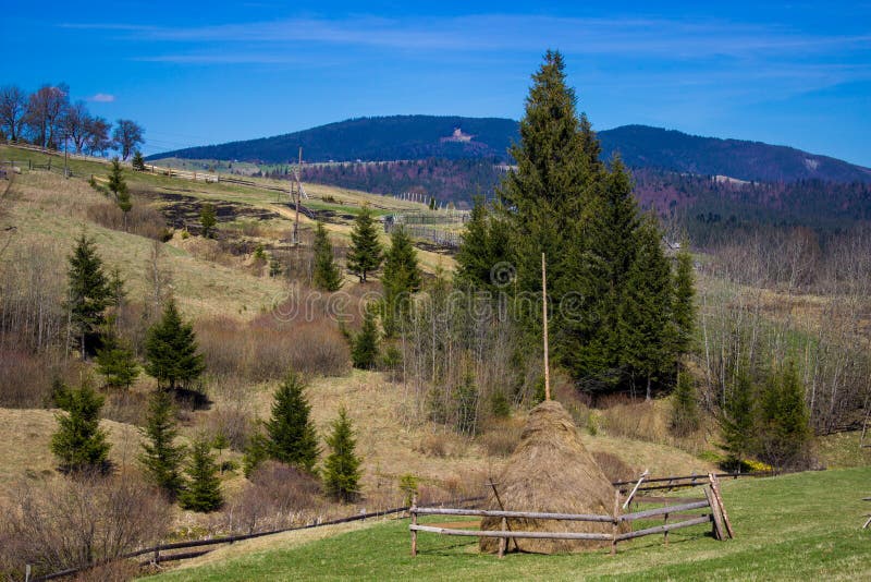 A small haystack. stock image. Image of plateau, grass - 219016813