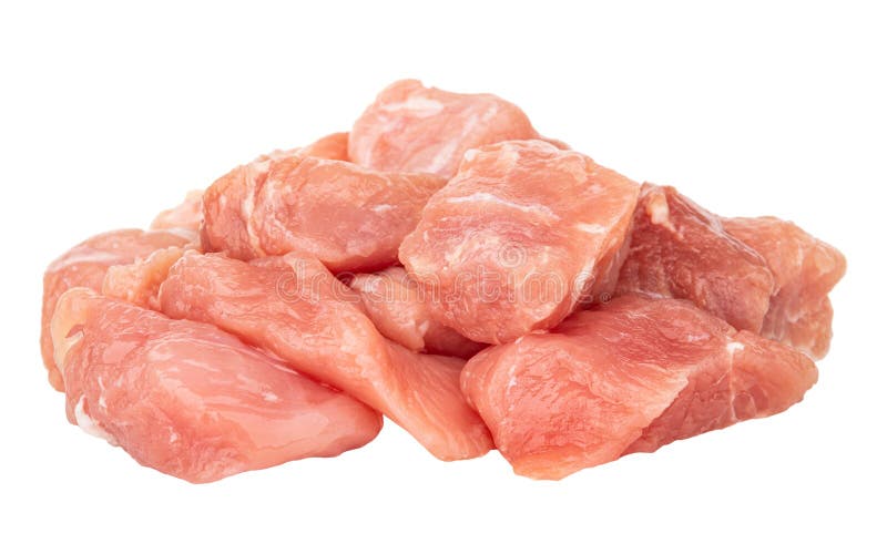 Small Heap Pieces of Raw Pork Meat Isolated on White Stock Image ...