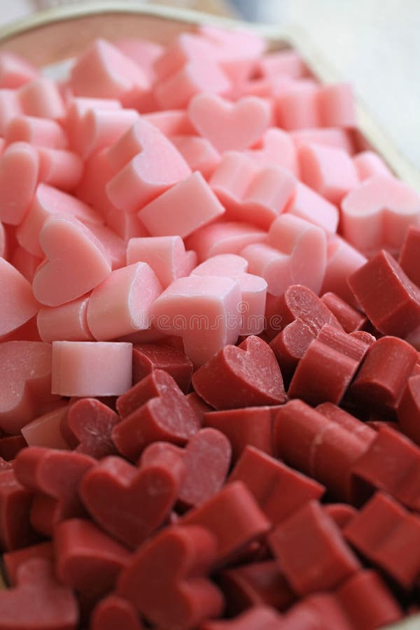 Bunch of Small Heart Shaped Scented Soaps Stock Photo - Image of body ...