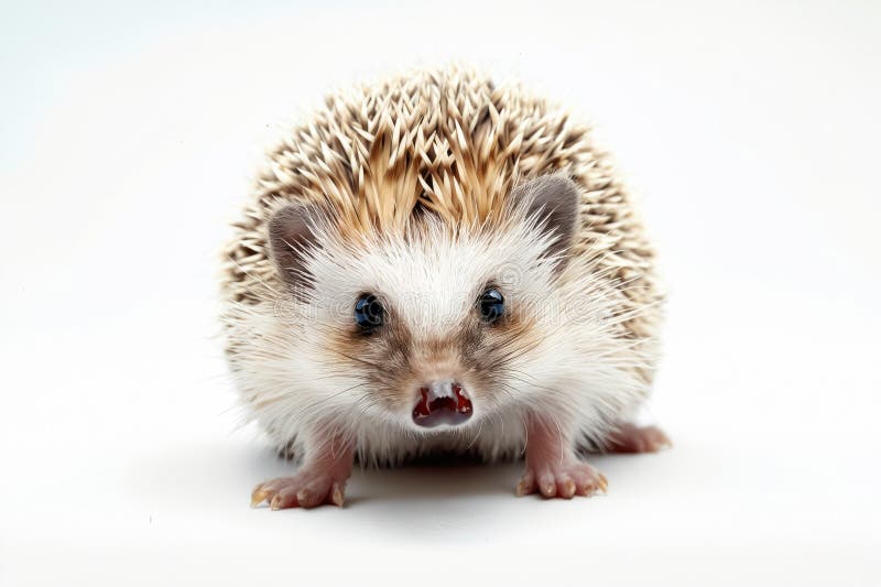 A Small Hedgehog with Its Mouth Open on a White Background. Generative ...