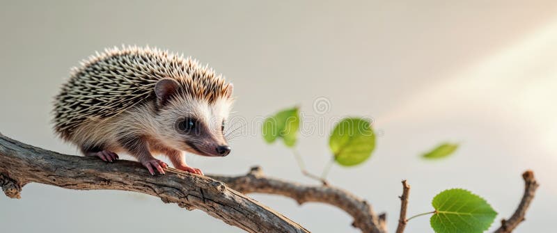 A Small Hedgehog is Perched on a Tree Branch with Its Head Resting Atop ...