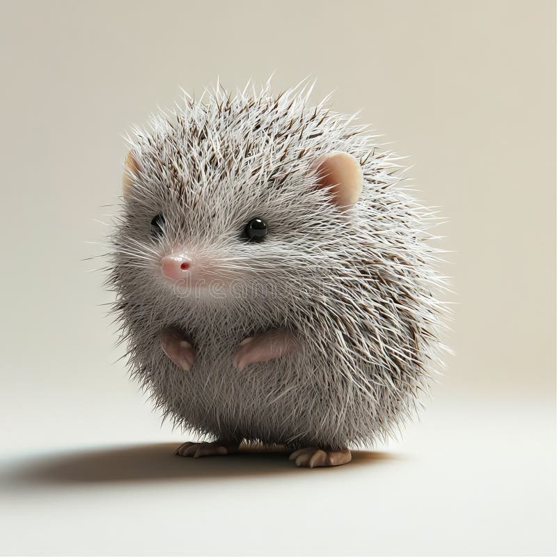A Small Hedgehog Standing on Its Hind Legs on a White Surface Stock ...