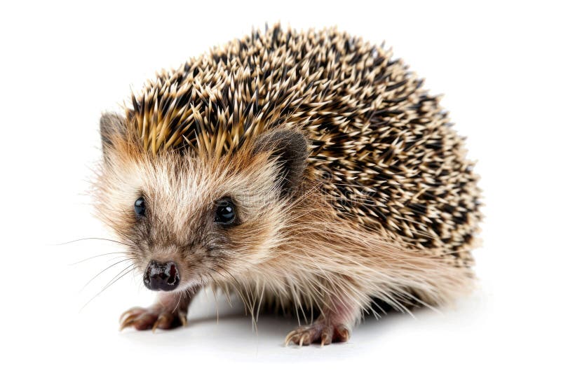 A Small Hedgehog Standing on a White Surface Stock Photo - Image of ...