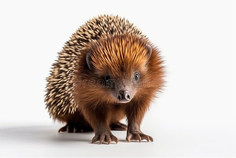 A Small Hedgehog Standing on a White Surface. Generative AI Image ...