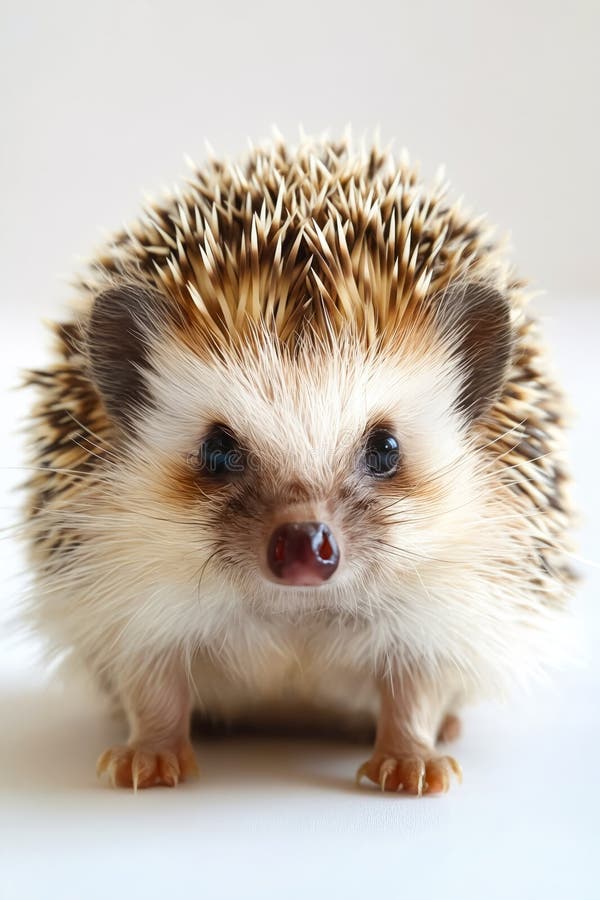 A Small Hedgehog Standing on a White Surface. Generative AI Stock Image ...