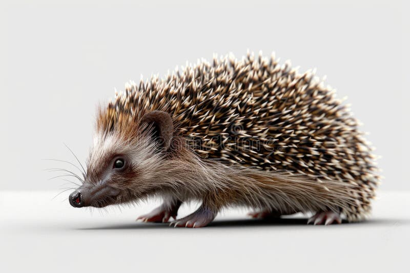 A Small Hedgehog Standing on a White Surface, Suitable for ...