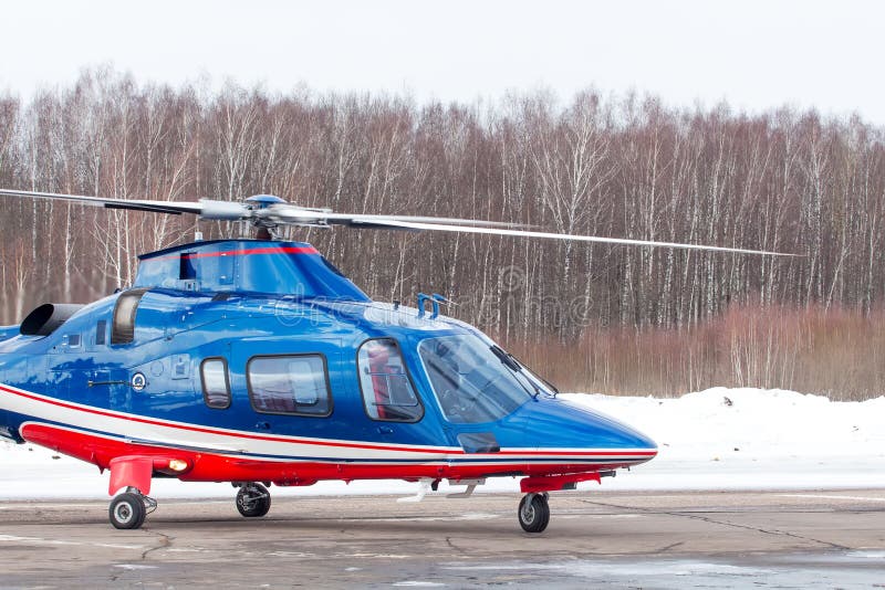 Small Helicopter Arrived at the Airport Stock Image - Image of ...