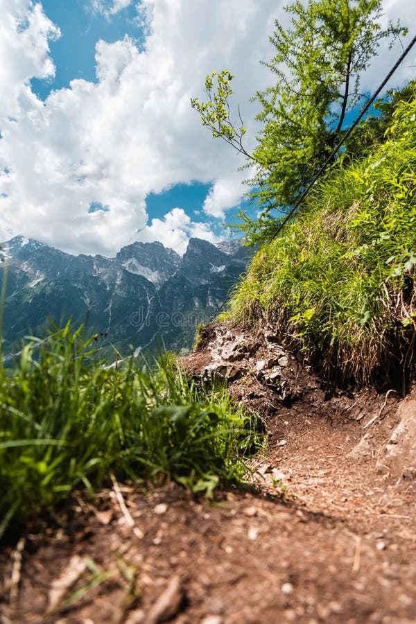 Small Hiking Path in Amazing Mountain Landscape Viewed from Ground ...