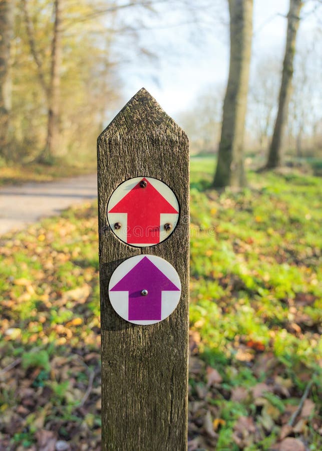 Small Hiking Trail Marker Post Stock Image - Image of wanderlust, pole ...