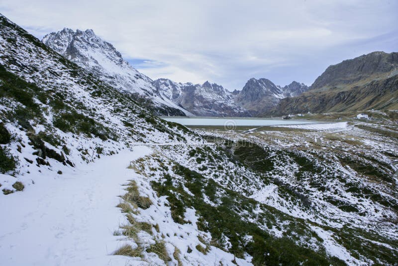 Small Hiking Trail in the Mountains with Snow on the Silvretta ...