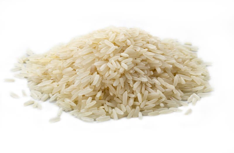 A Small Hill of Rice Grains on a White Background Stock Image - Image ...