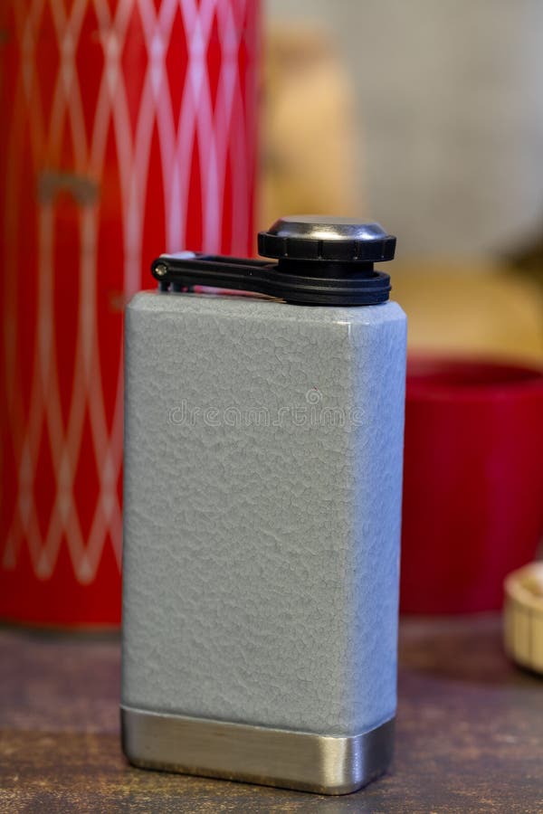 Small Hip Pocket Flask on Work Bench Stock Image - Image of bench ...