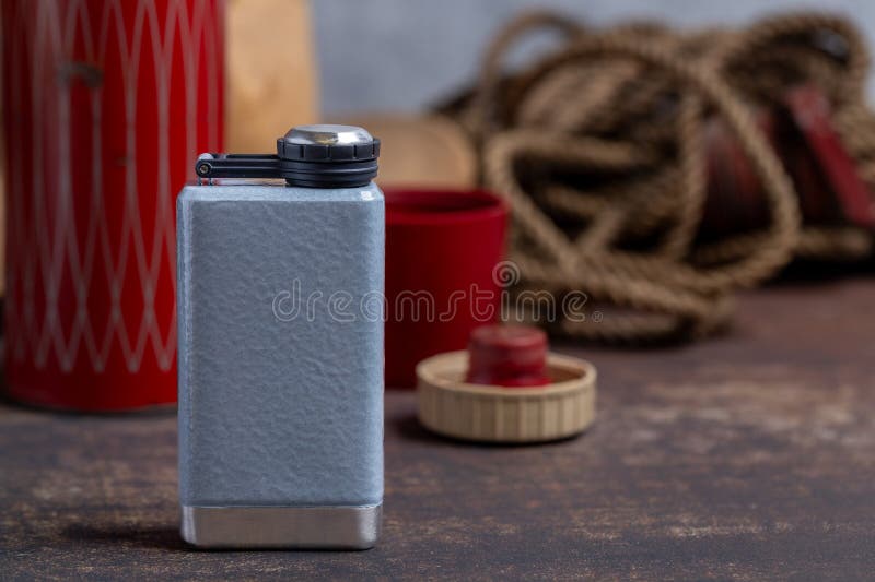 Small Hip Pocket Flask on Work Bench Stock Image - Image of stanley ...