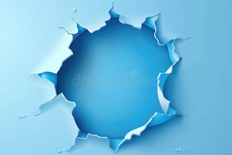 A Small Hole in a Piece of Paper with a Blue Background Stock ...
