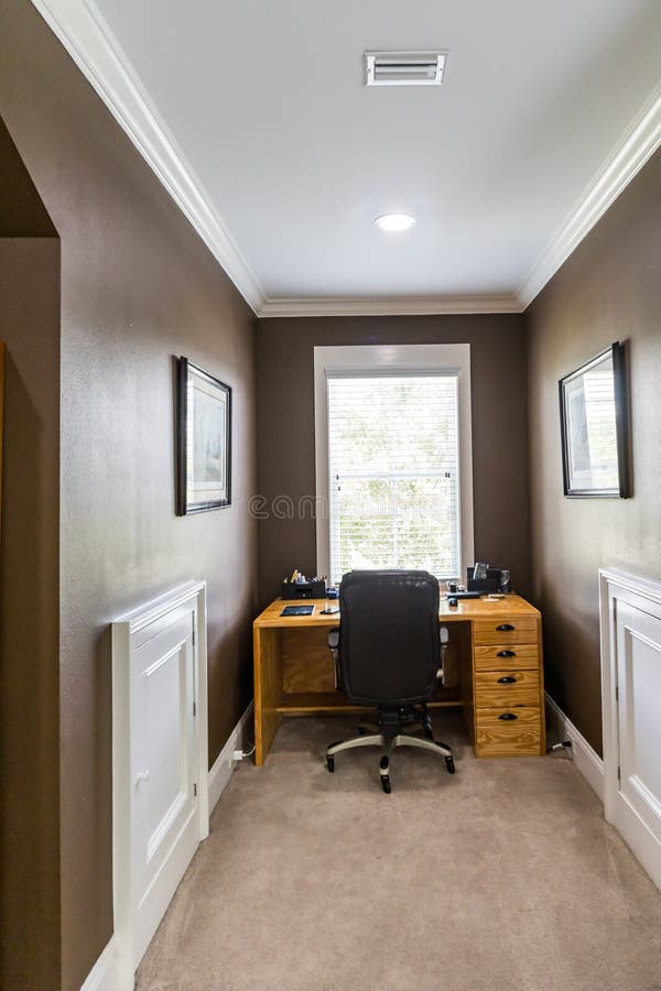 A Small Home Office or Student Desk Nook Near a Window Stock Image ...