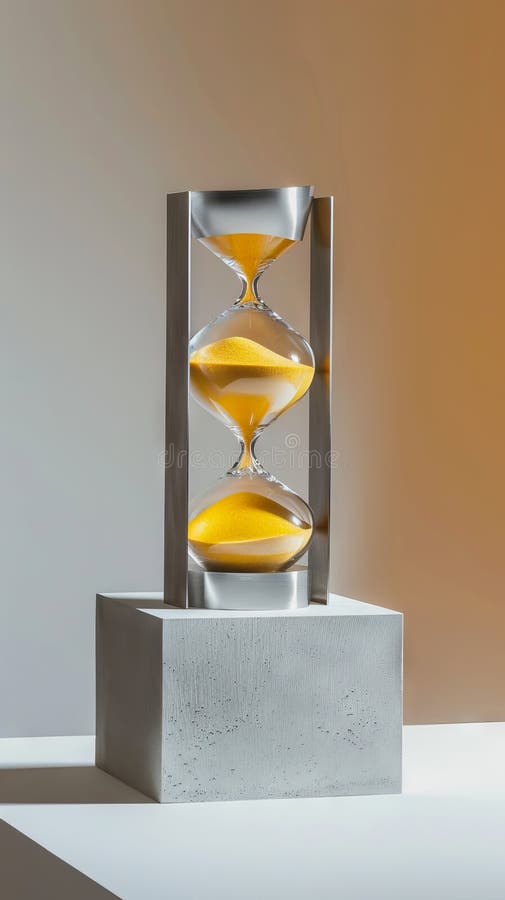 A Small Hourglass Sitting on a White Table Stock Photo - Image of ...