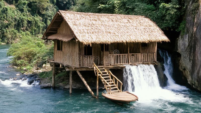House built over a River. stock image. Image of england - 15116201