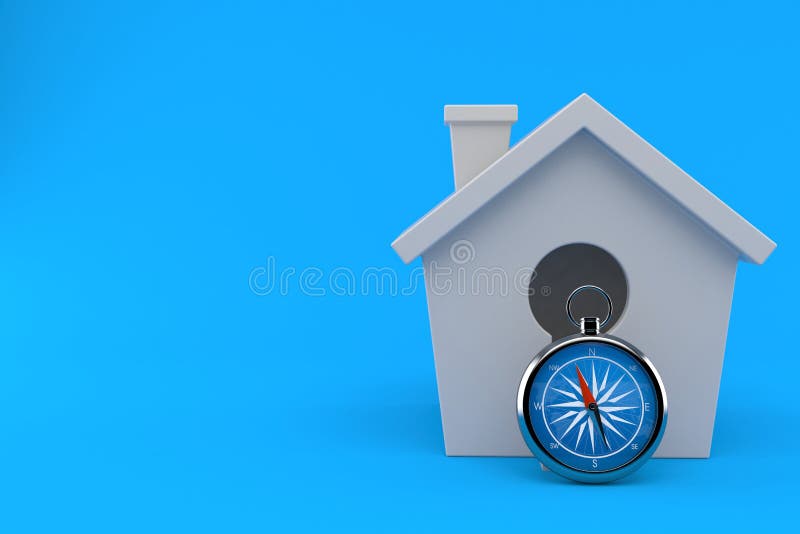 Small house with compass stock illustration. Illustration of location ...