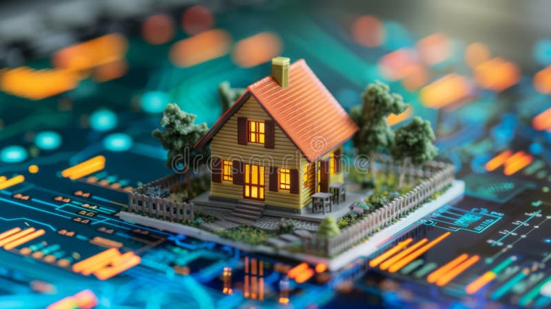 Small House on Computer Chip Stock Image - Image of surreal, house ...