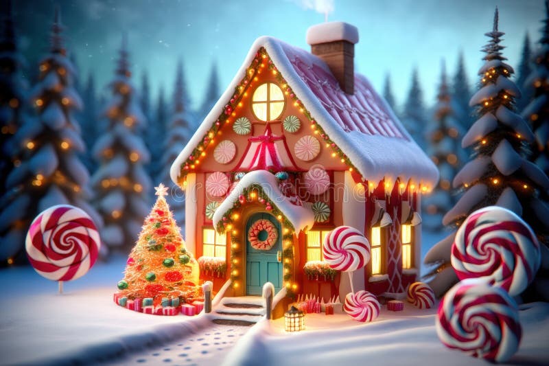 Small House Decorated with Colorful Candy on the Front, Bright Exterior ...