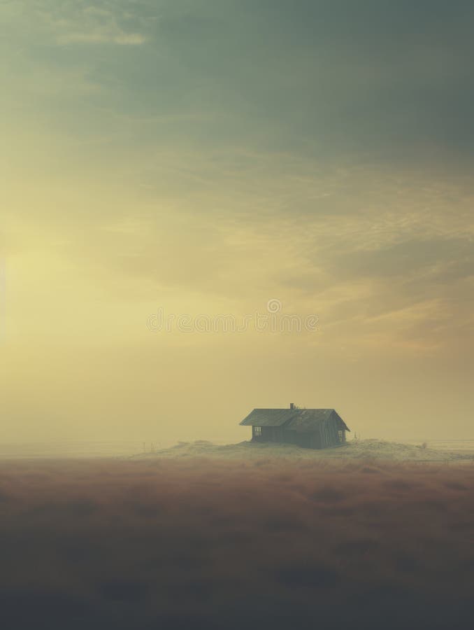 A Small House in the Hazy Distance of Another Planet Stock Illustration ...