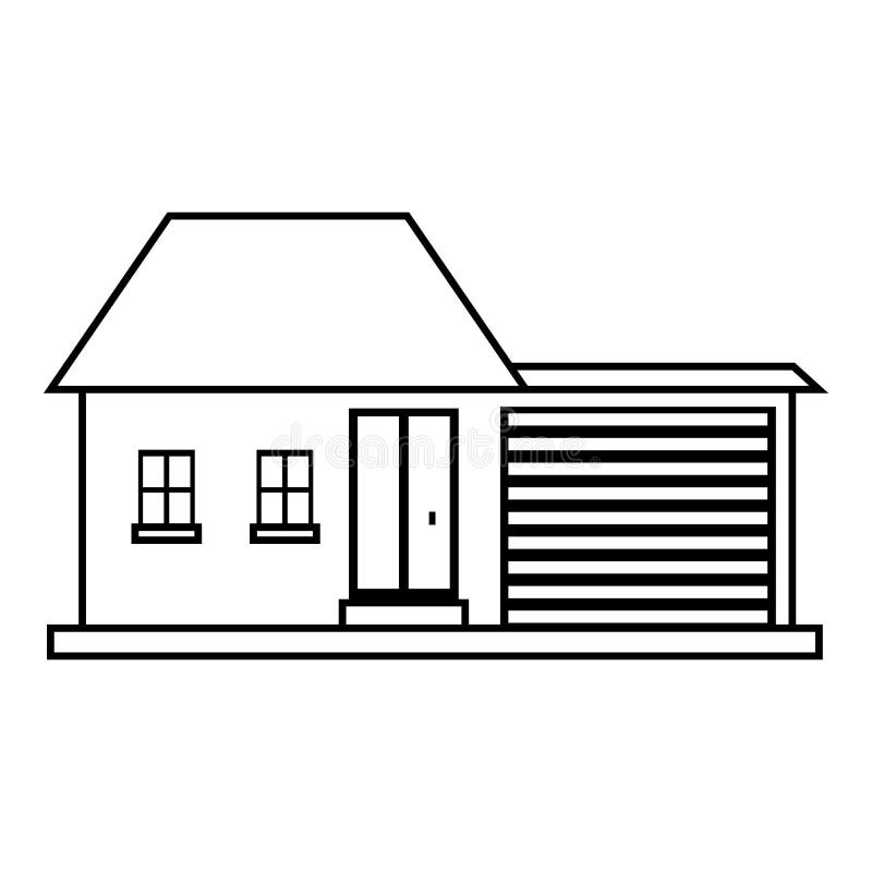 Small House Icon, Outline Style Stock Illustration - Illustration of ...
