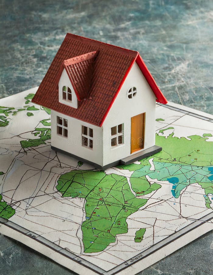 Small house on the map stock illustration. Illustration of area - 301813236