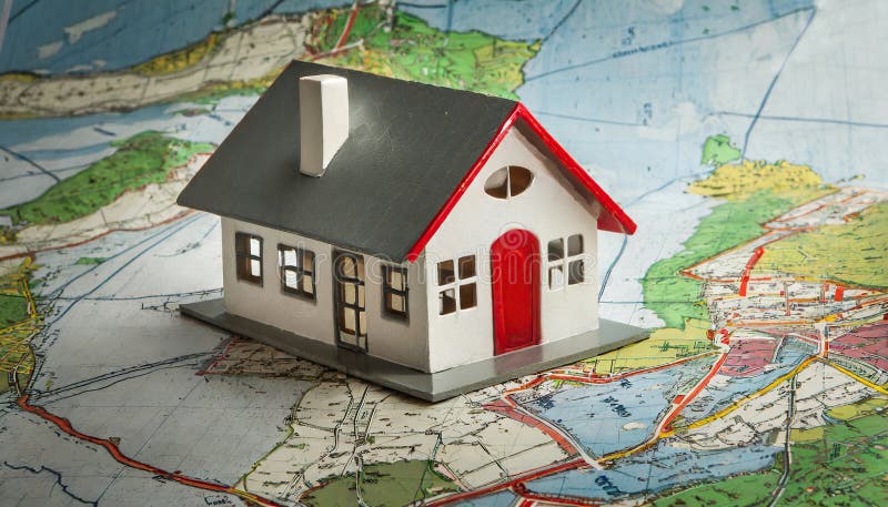 Small house on the map stock illustration. Illustration of market ...