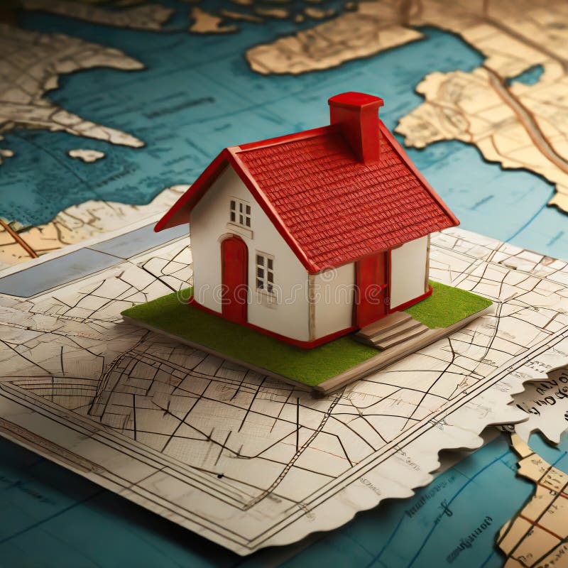 Small house on the map stock illustration. Illustration of residential ...