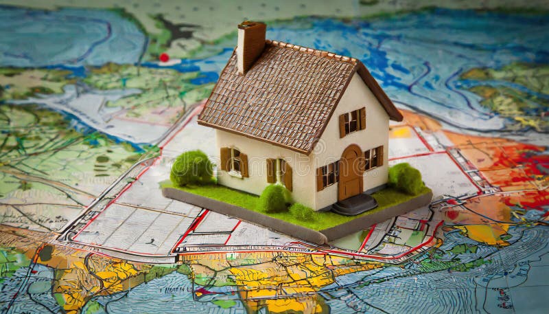 Small house on the map stock illustration. Illustration of marker ...