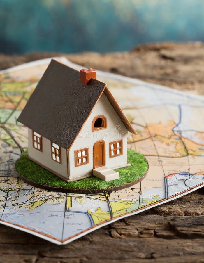 Small house on the map stock illustration. Illustration of geographic ...