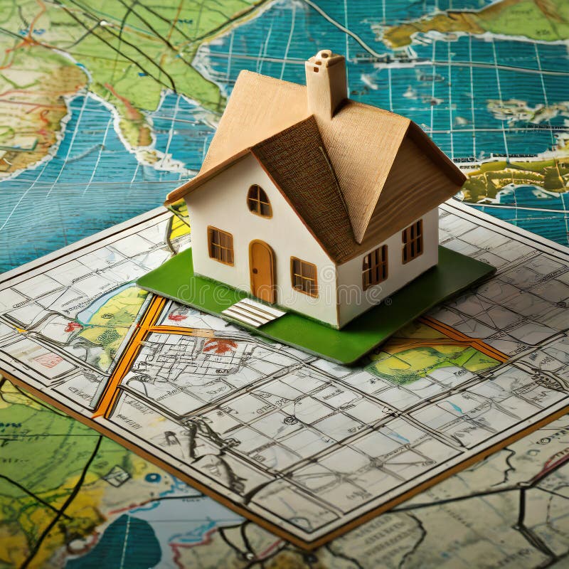 Small house on the map stock illustration. Illustration of address ...