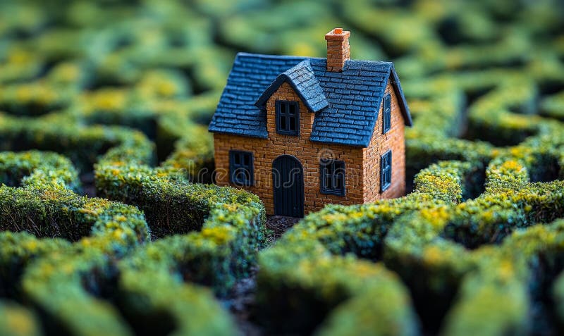 A Small House is in a Maze of Hedges Stock Photo - Image of background ...