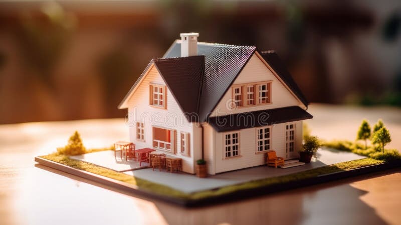 A Small House Model on Architecture Floorplan. Real Estate Business ...