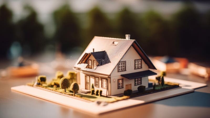 A Small House Model on Architecture Floorplan. Real Estate Business ...