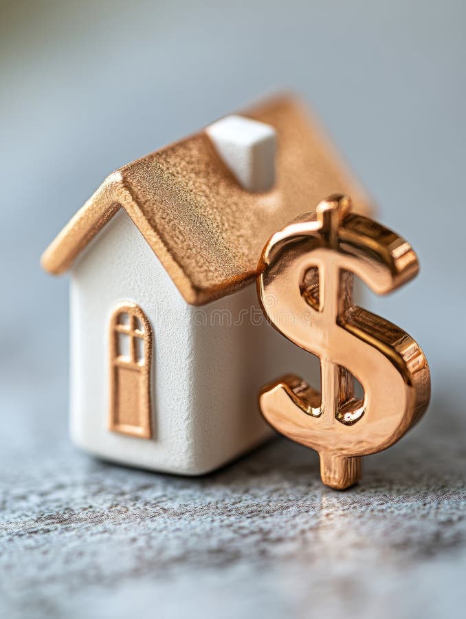 Small House Model with a Golden Dollar Sign Stock Image - Image of home ...