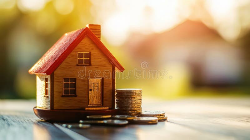 Small House Model Placed on a Stack of Coins Representing Financial ...