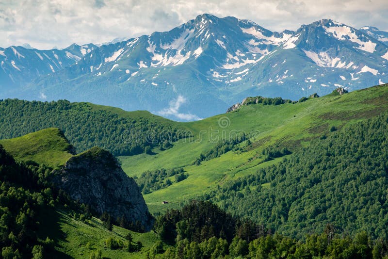 Small House in the Mountains in the Caucasus. Russia Stock Photo ...