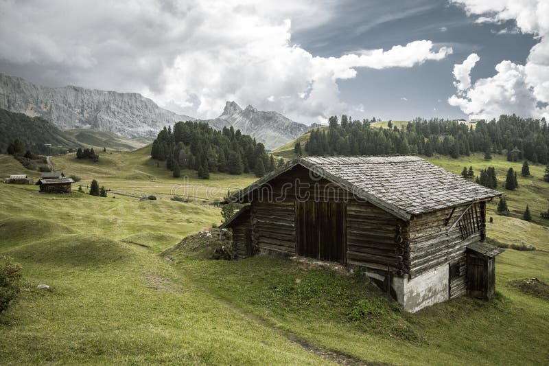 Small House Over a Mountain Pasture in Dolomites with Wonderful ...