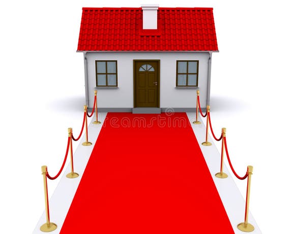 Small House with Red Carpet Stock Illustration - Illustration of ...