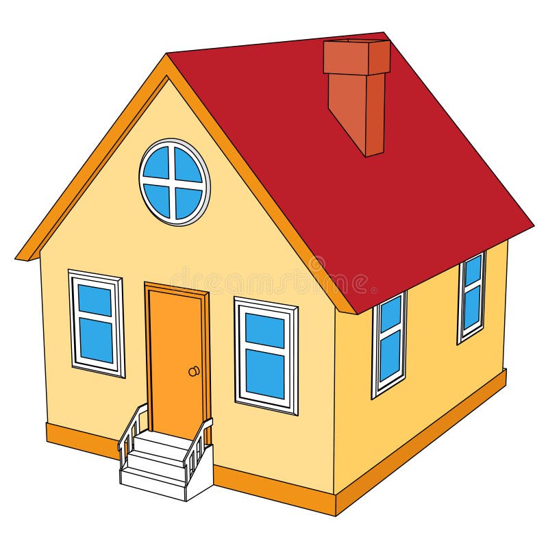 Small house with red roof stock vector. Illustration of icon - 49506660