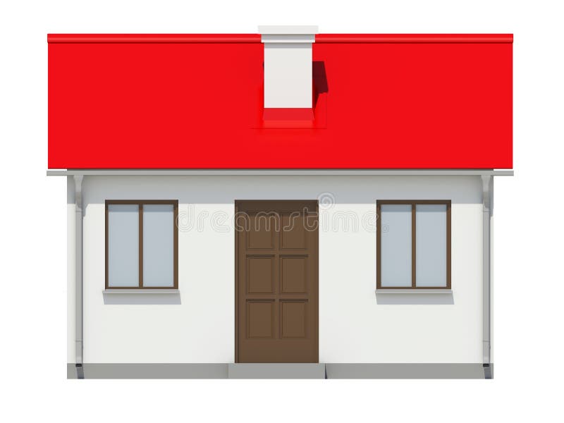 Small House with Red Roof on White Background Stock Image - Image of ...