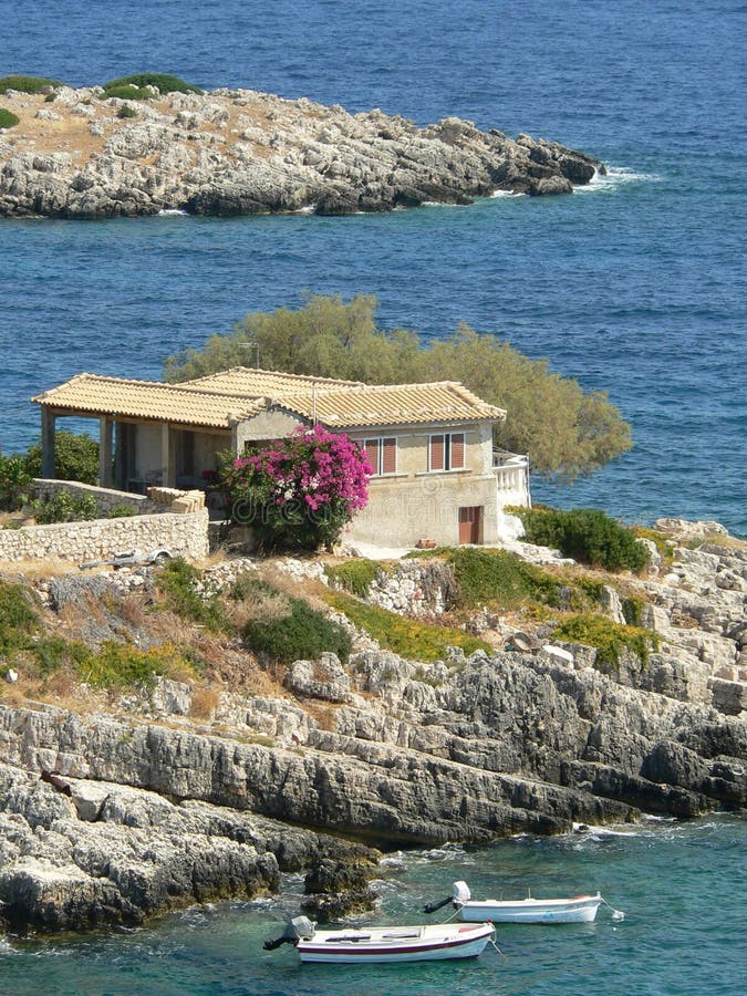 Small House on the Sea Rock Stock Photo - Image of holiday, boat: 12101198