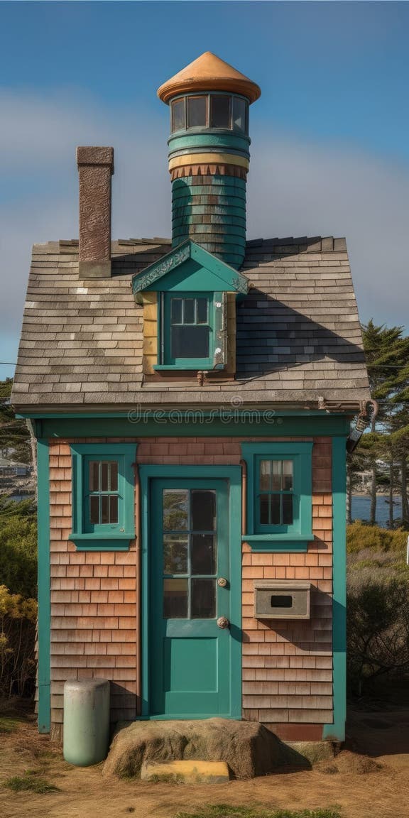 Small House of Solitude with Ocean View Stock Illustration ...