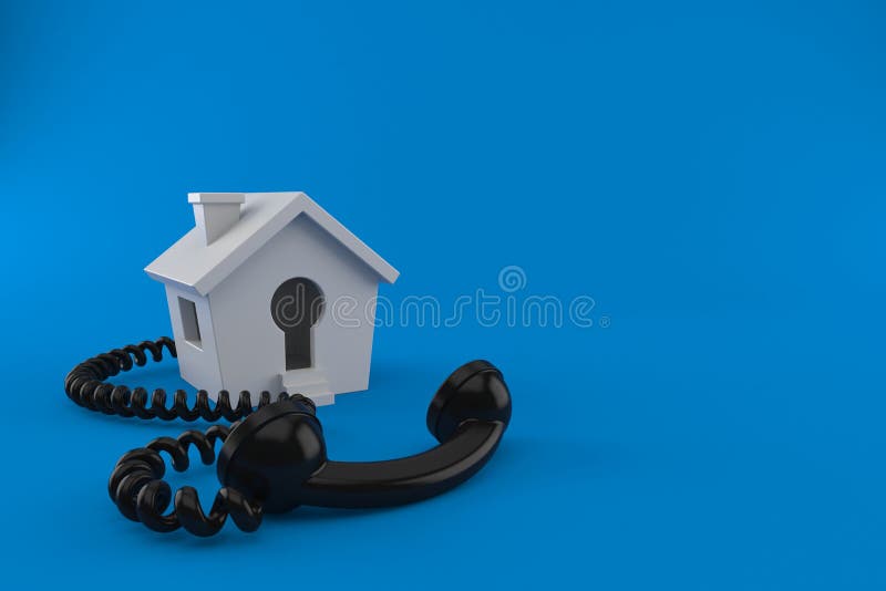 Small House with Telephone Handset Stock Illustration - Illustration of ...