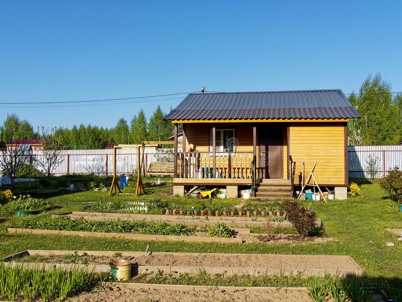 A Small House in the Village in the Spring Stock Photo - Image of ...