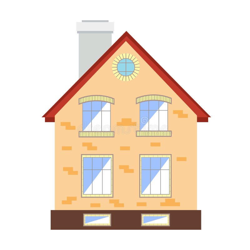 The Little Orange House on White Background Stock Vector - Illustration ...